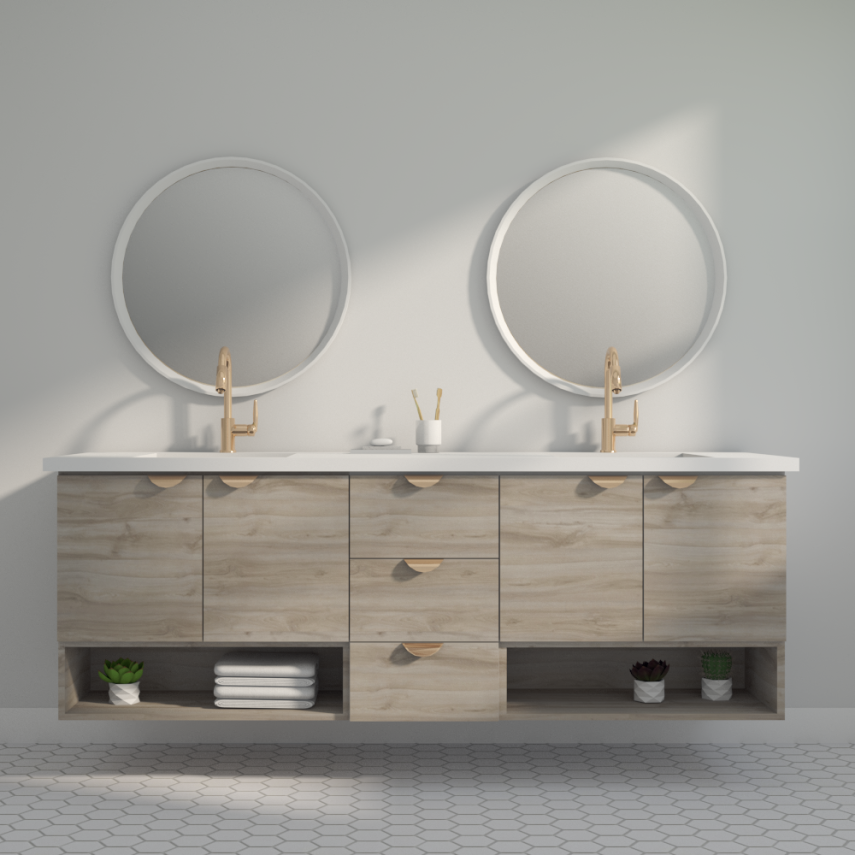 Vanité Boho - 72'' - 2 lavabos - Eurolaminée – cuisi-n-art.com
